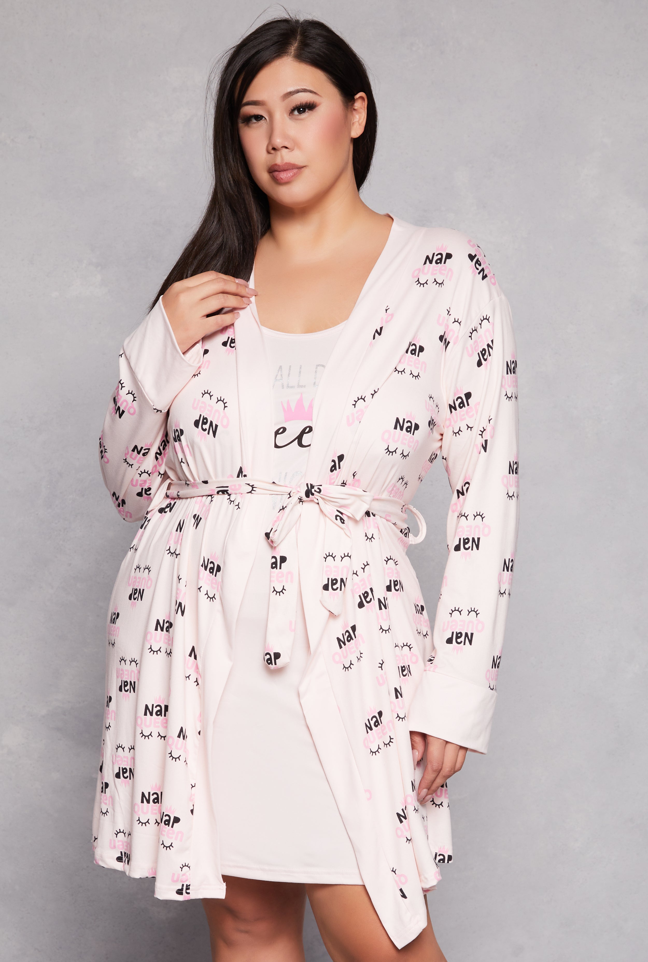 Womens Plus Size Nap Queen Cami Nightgown with Robe - Walmart.com