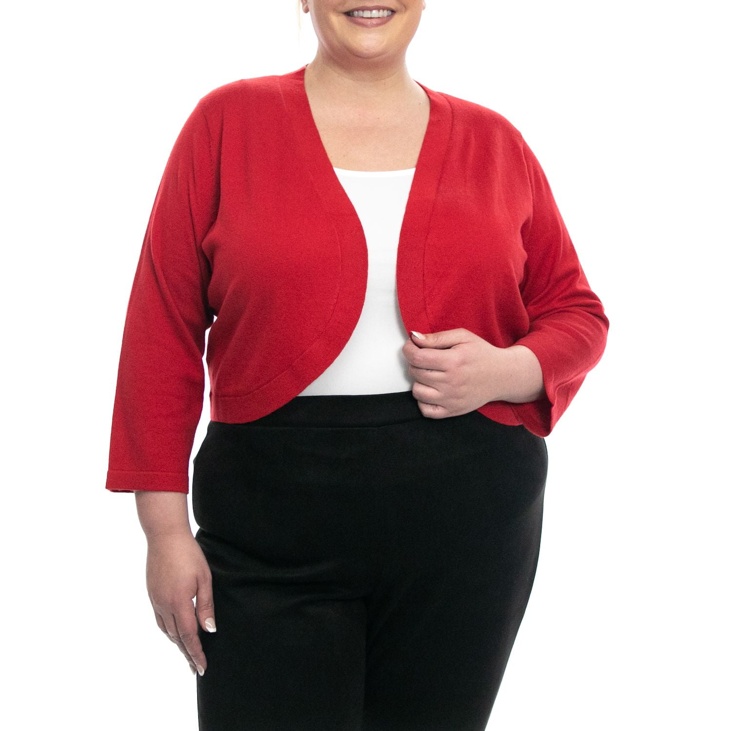 Plus Size Nina Leonard Classic Bolero Color: Nina Red Size: 3X ...