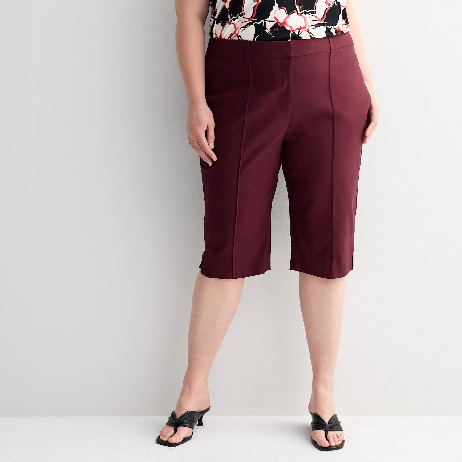 Plus Size Nine West Slide Slit Capri Pants Color: Maddie Plum Size: 20 ...