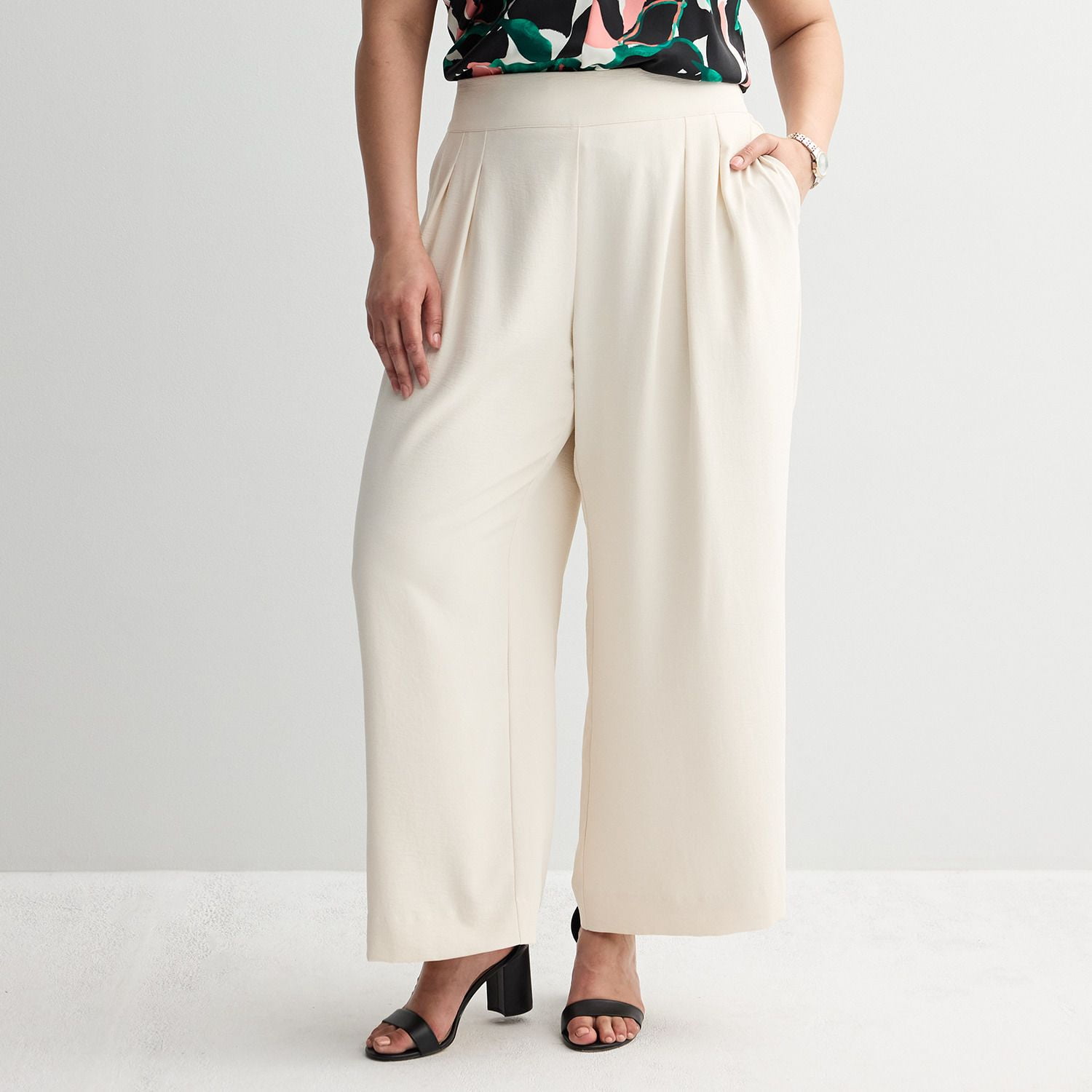 Plus Size Nine West Soft Pull-On Wide Leg Pants Color: White Oak Size ...