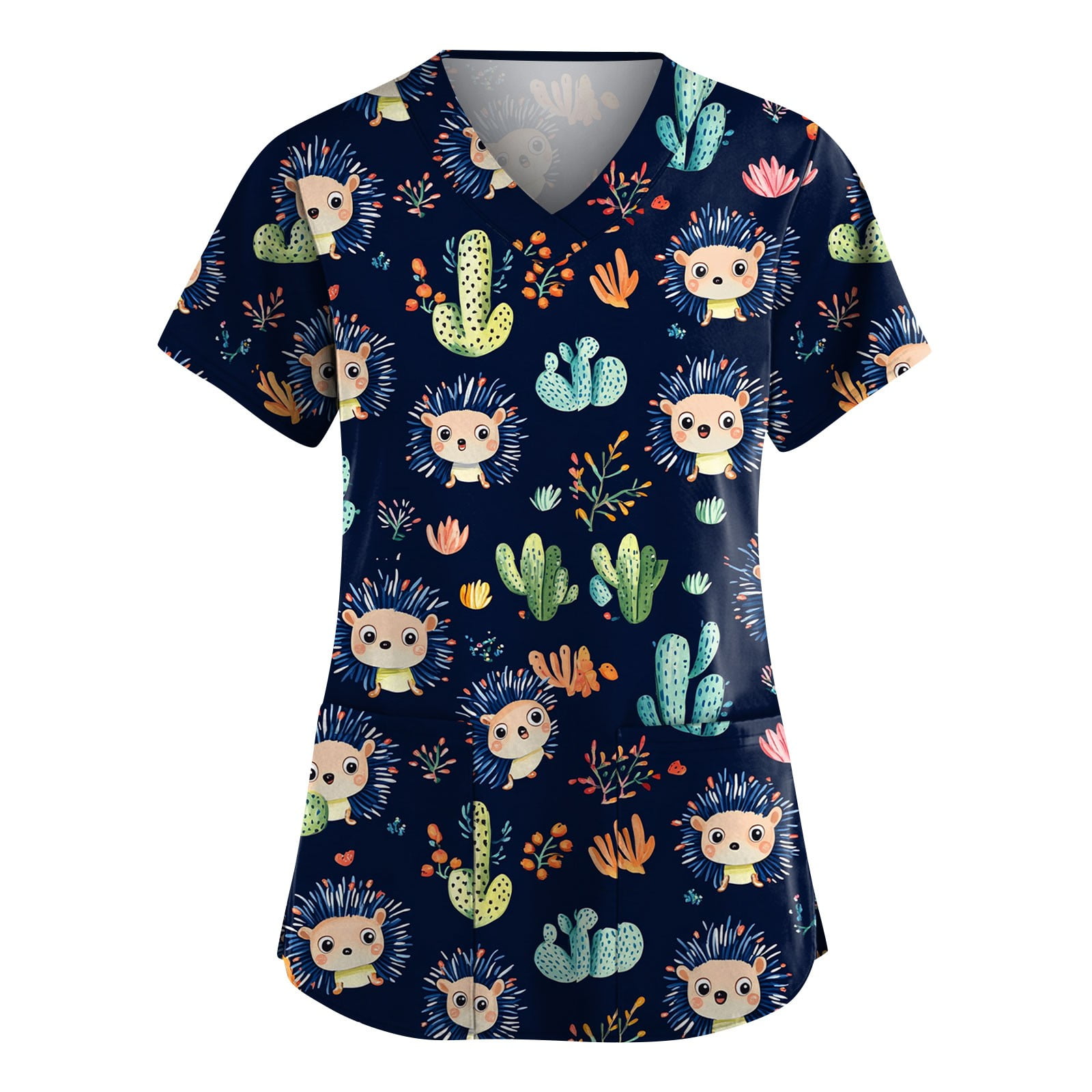 Plus Size Nursing-Scrubs For Women, Animal Print Scrub Tops Women ...