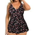 Plus Size One Piece Swimdress Swimsuits For Women Tummy Control Skirt