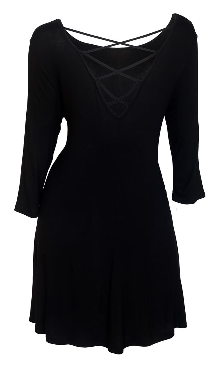 Plus Size Open Back Dress Top Black - Walmart.com