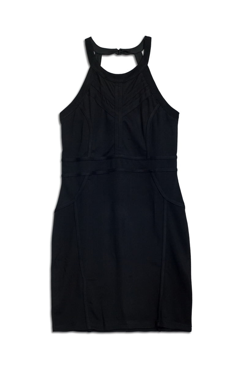 Plus Size Open Back Panelled Contrast Bodycon Dress Black - Walmart.com