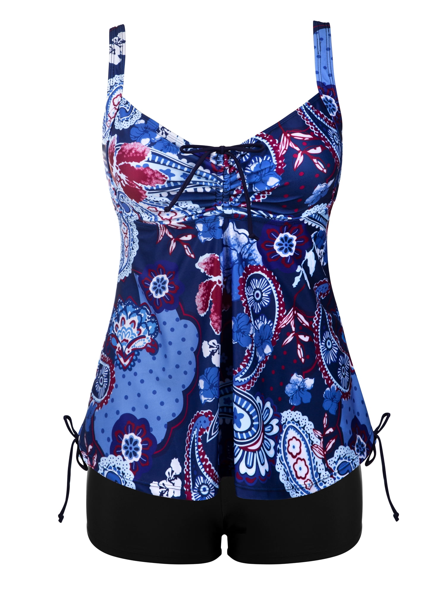 Plus Size Paisley Bathing Suits for Women Modest Tie Back Tankini ...