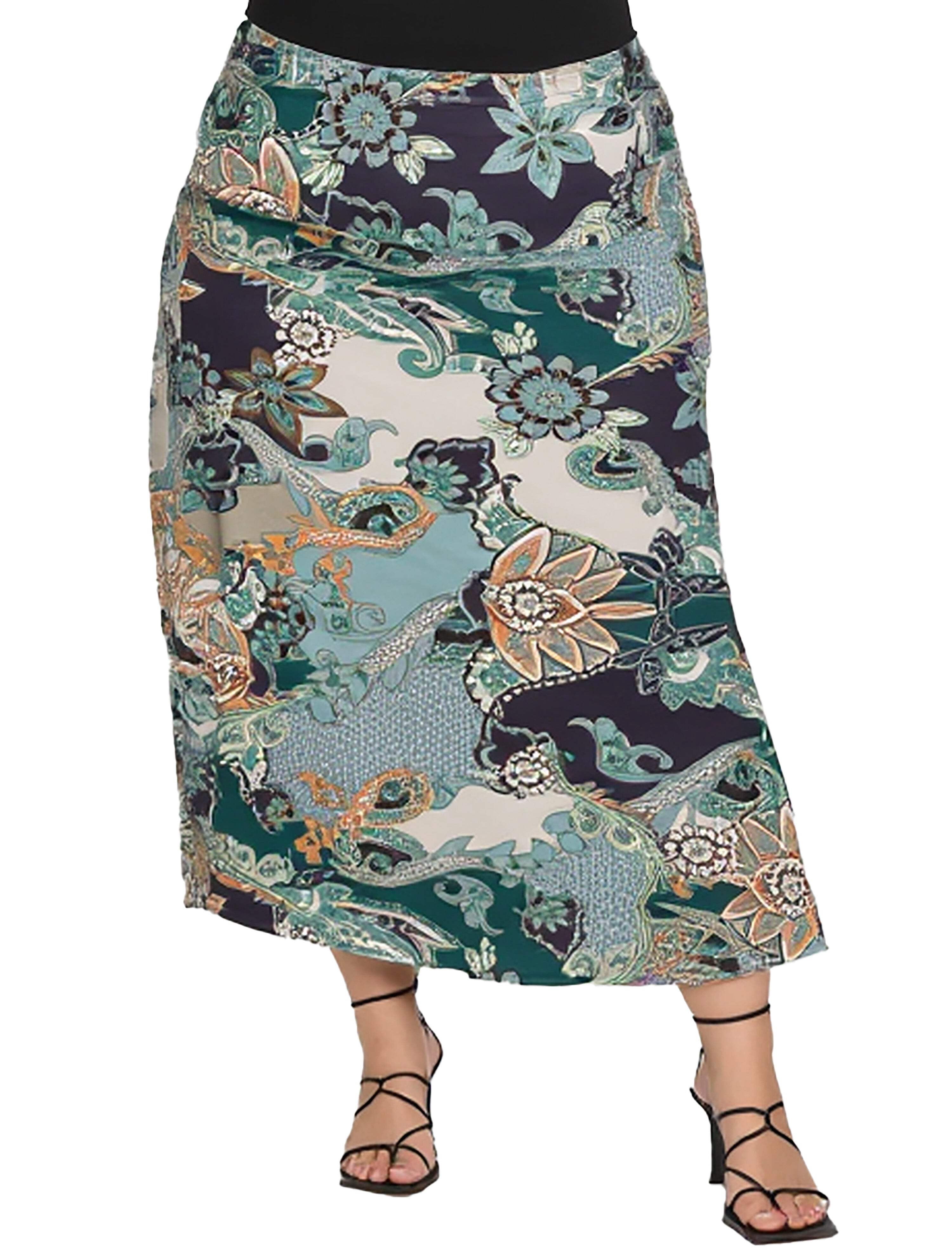 Plus Size Paisley Elastic Waist A Line Maxi Skirt - Walmart.com