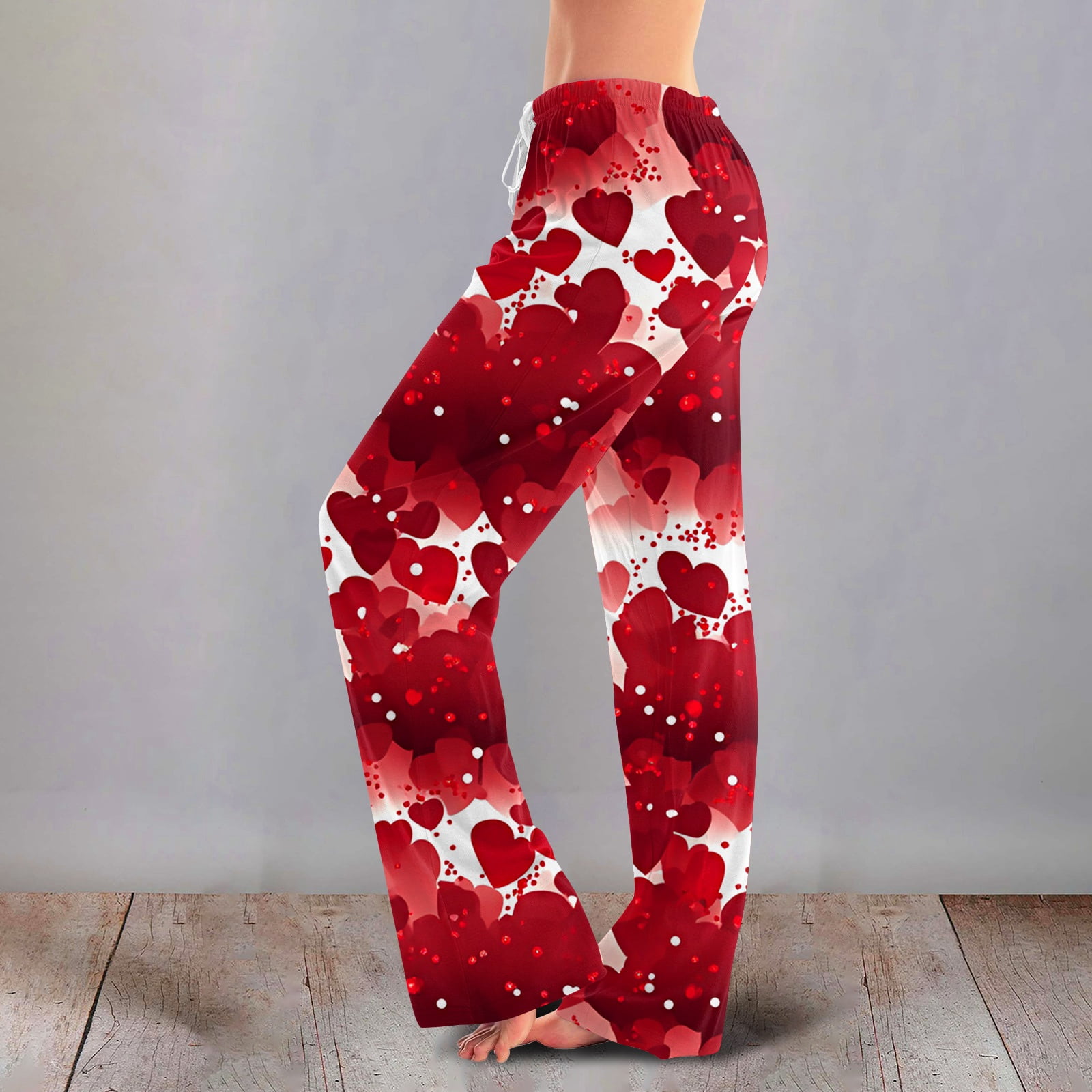 Plus Size Pajama Pants for Women Heart Printed Pjs Sleep Pants Comfort ...