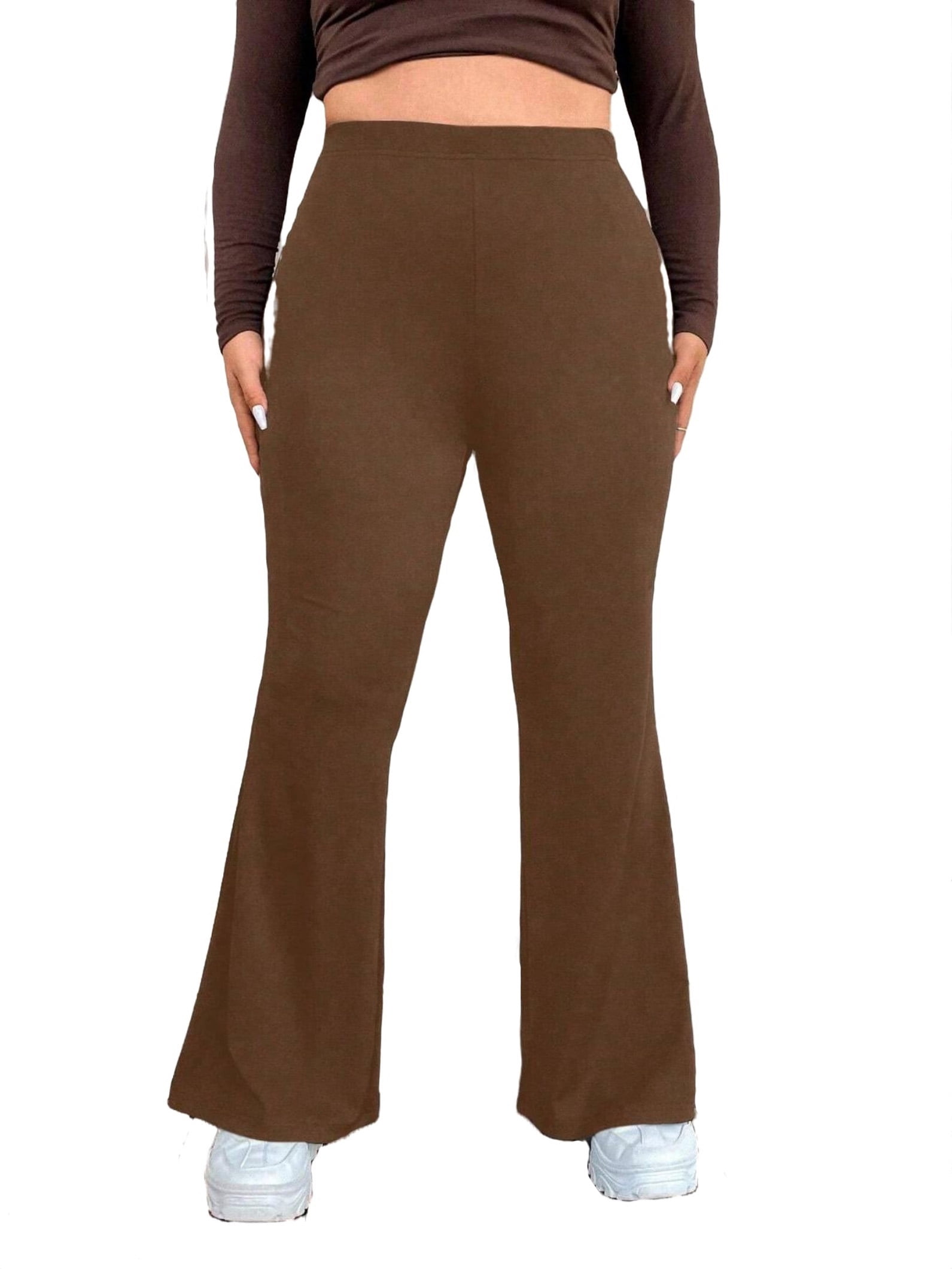 Plus Size Pants Casual Plain Flare Leg Mocha Brown 4XL (20) - Walmart.com