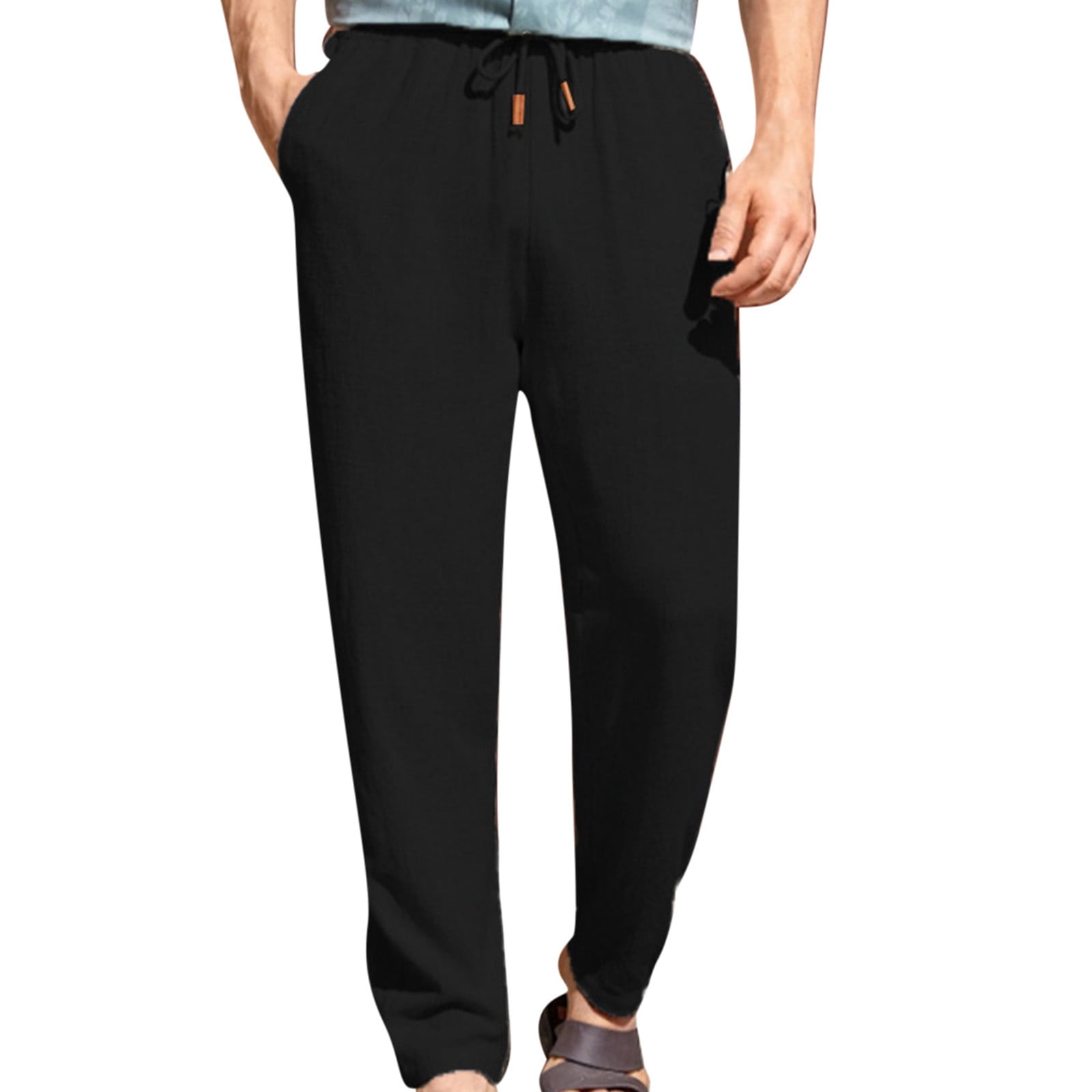 Plus Size Pants for Men with Pockets Big and Tall Relaxed Drawstring ...