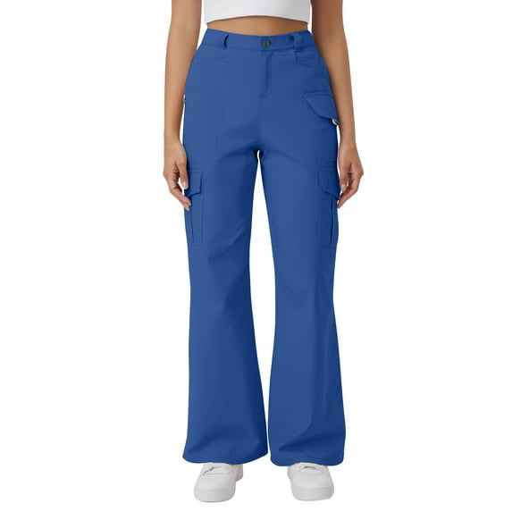 Plus Size Pants Women Solid Color Casual Trousers Multi Pocket Loose ...