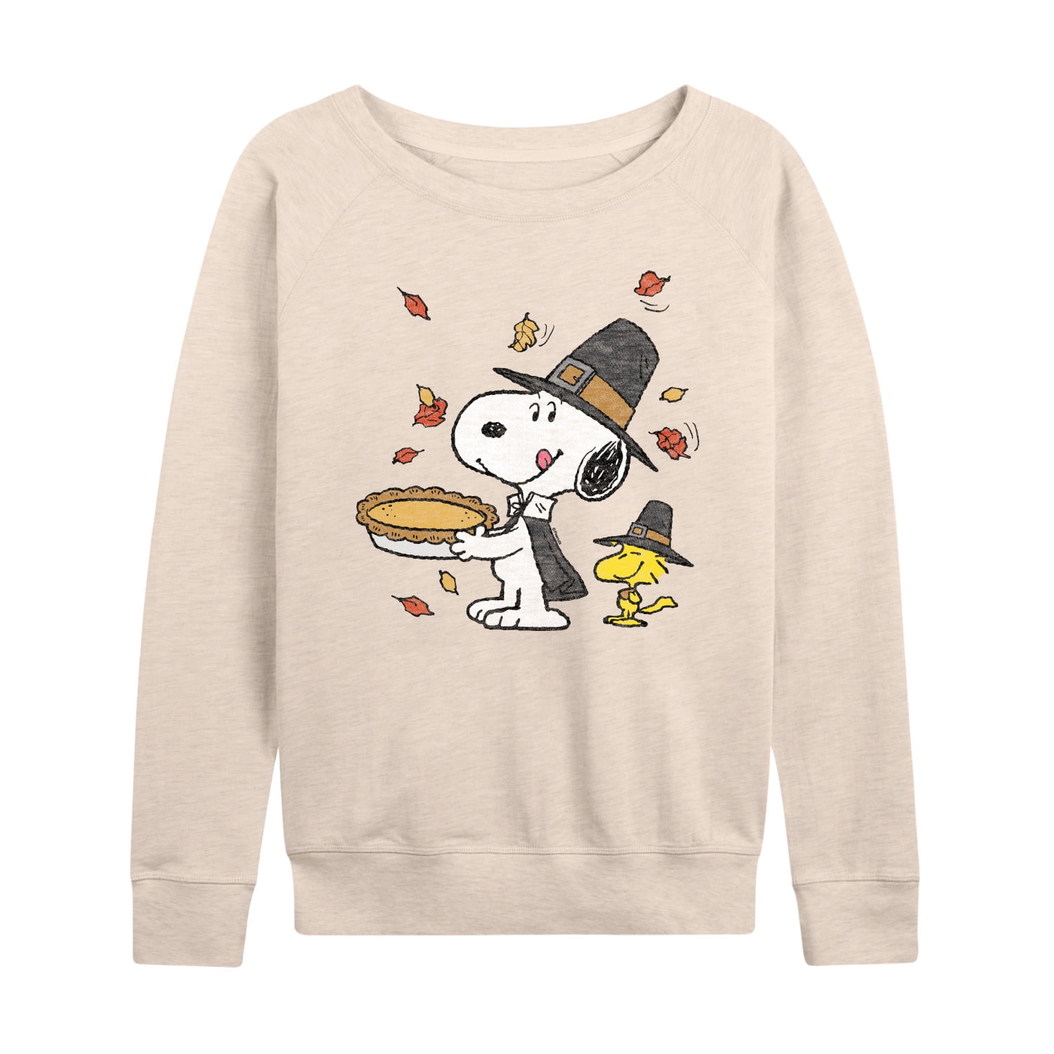 Plus Size Peanuts Snoopy & Woodstock Thanksgiving Lightweight French Terry Sweatshirt Color ...