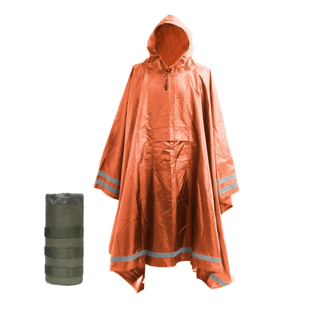 Plus Size Rain Poncho with Hood and Reflective Stripes, Big and Tall ...