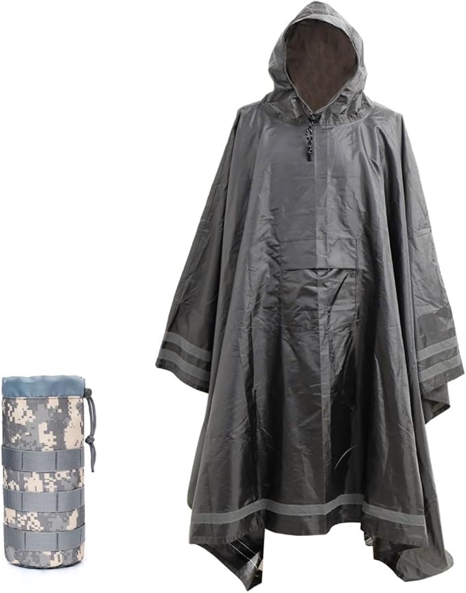 Plus Size Rain Poncho with Hood and Reflective Stripes, Big and Tall ...