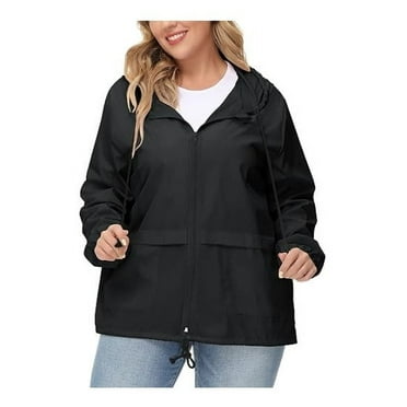 Aueoeo Rain Jacket for Women Waterproof Lightweight Jackets Plus Size ...