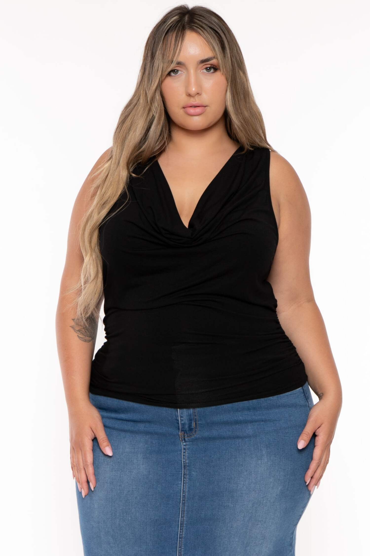 Plus Size Raven Cowl Neck Top - Black - Walmart.com