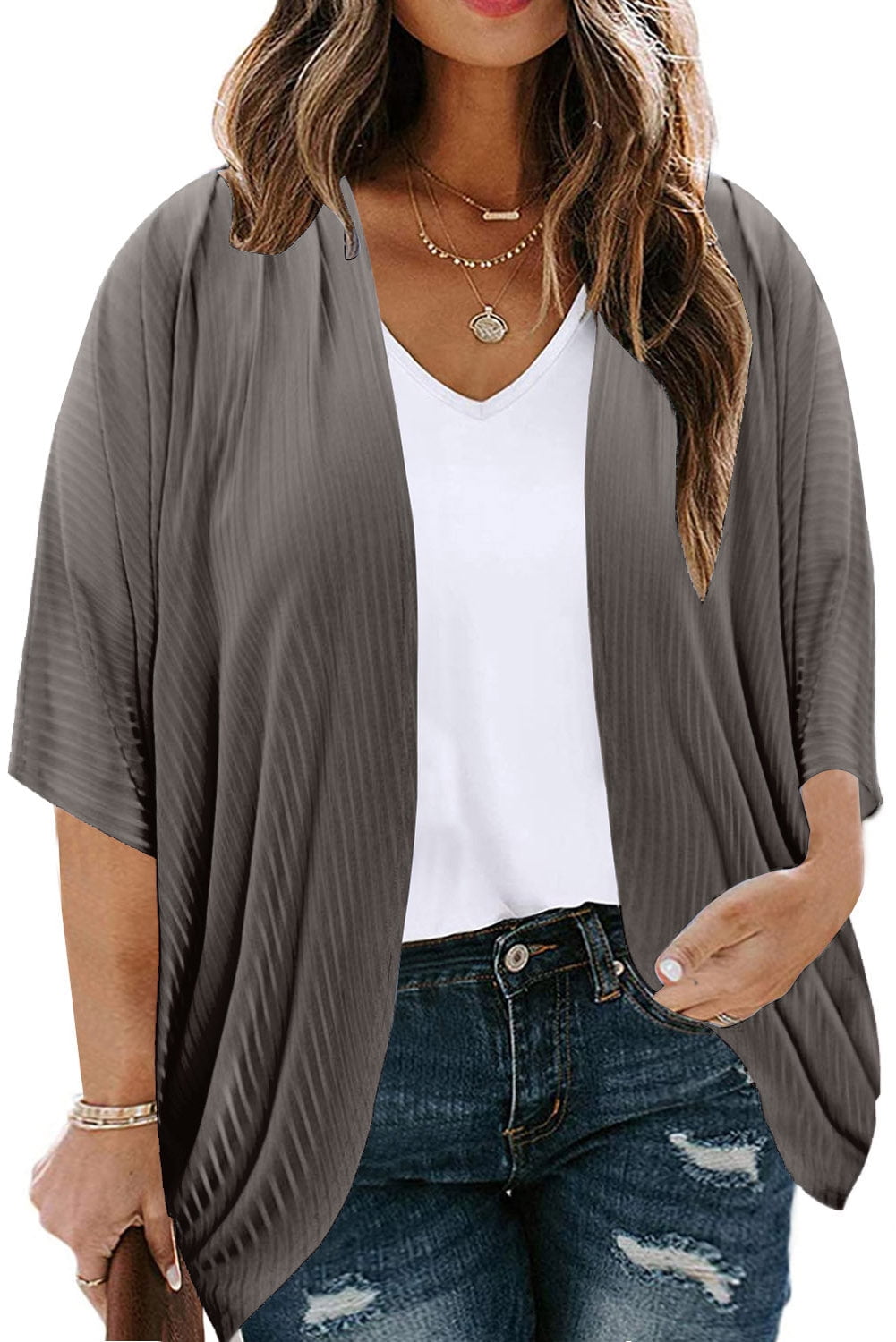 Plus Size Ribbed Cocoon Cover Up - Walmart.com