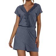 Athletic Works Women's Athleisure Double V-Neck Romper - Walmart.com