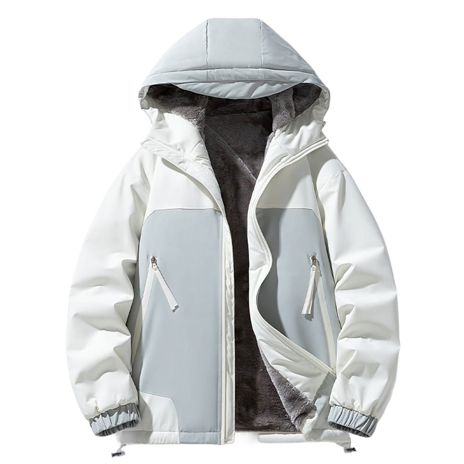 Plus Size S-4XL Men's Outerwear Coats Hooded Zip Up Jacket with Faux ...