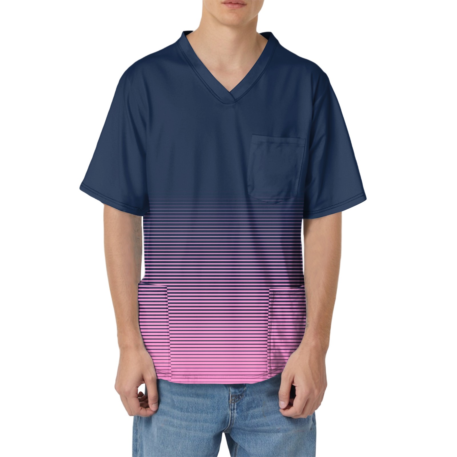 Plus Size Scrubs Short Sleeve Retro Plus Size Blouse Men Summer School ...