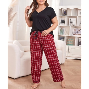 Cueply Women's Plus Size Long Sleeve Pajamas Sets, Soft Lounge ...