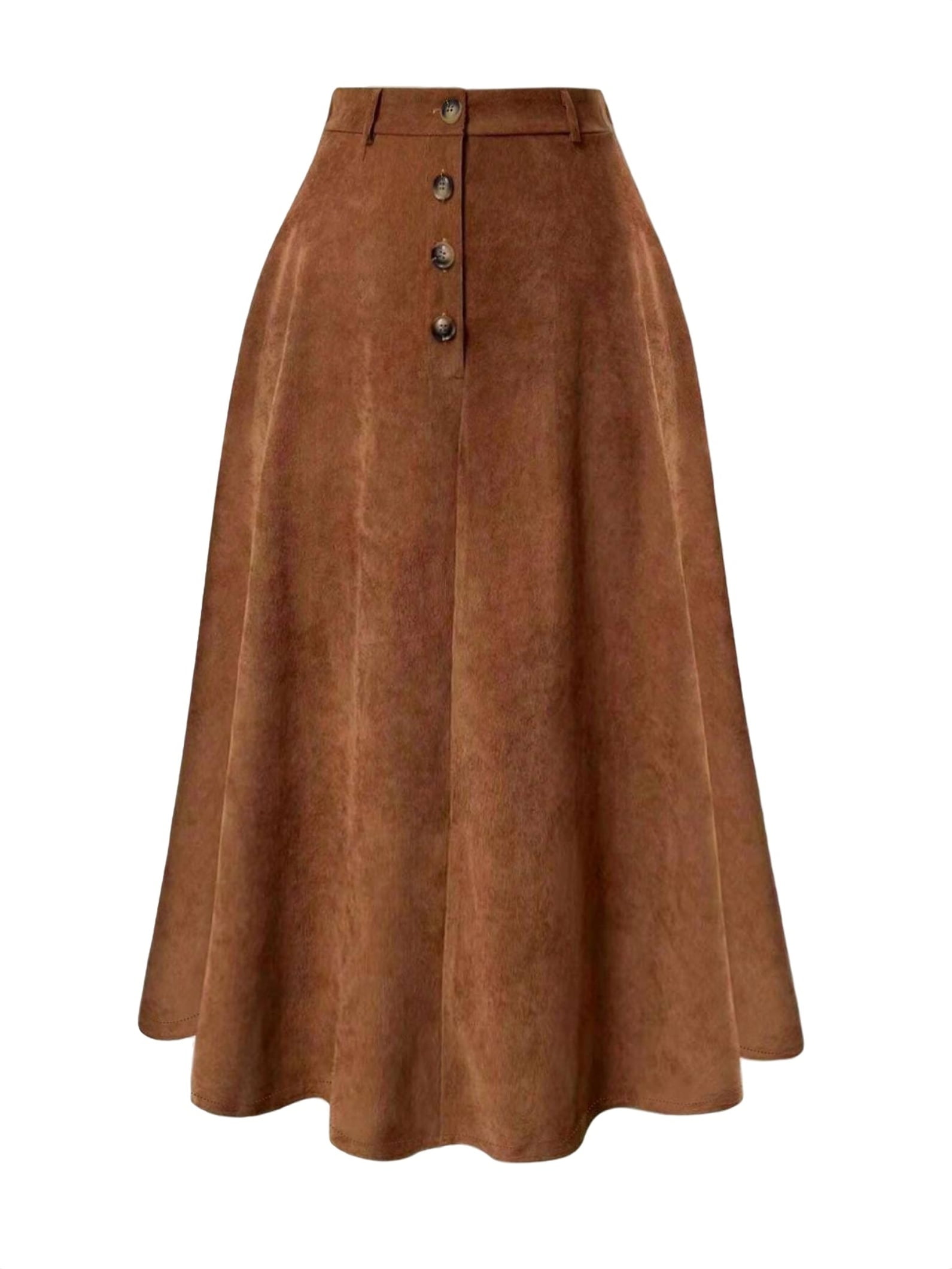 Plus Size Solid Button Front Flared Skirt in Brown Color - Walmart.com