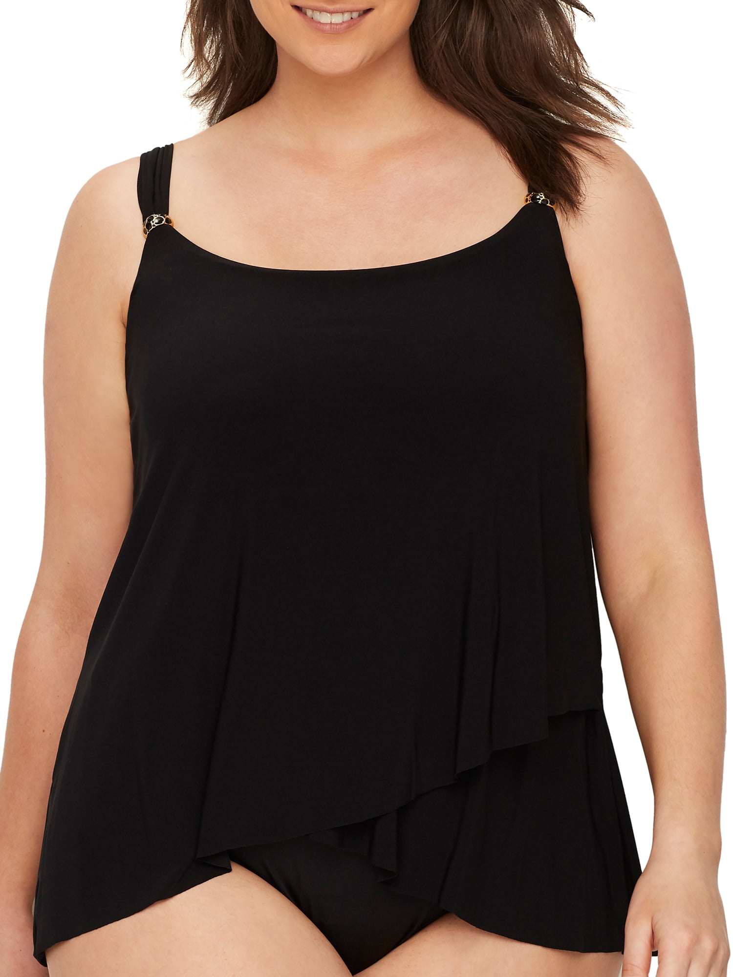 Plus Size Solid Razzle Dazzle Underwire Tankini Top Swimsuit - Walmart.com