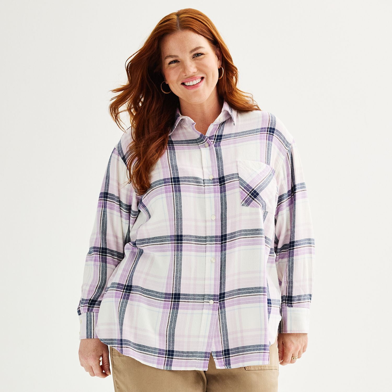 Plus Size Sonoma Goods For Life® Oversized Boyfriend Flannel Shirt ...