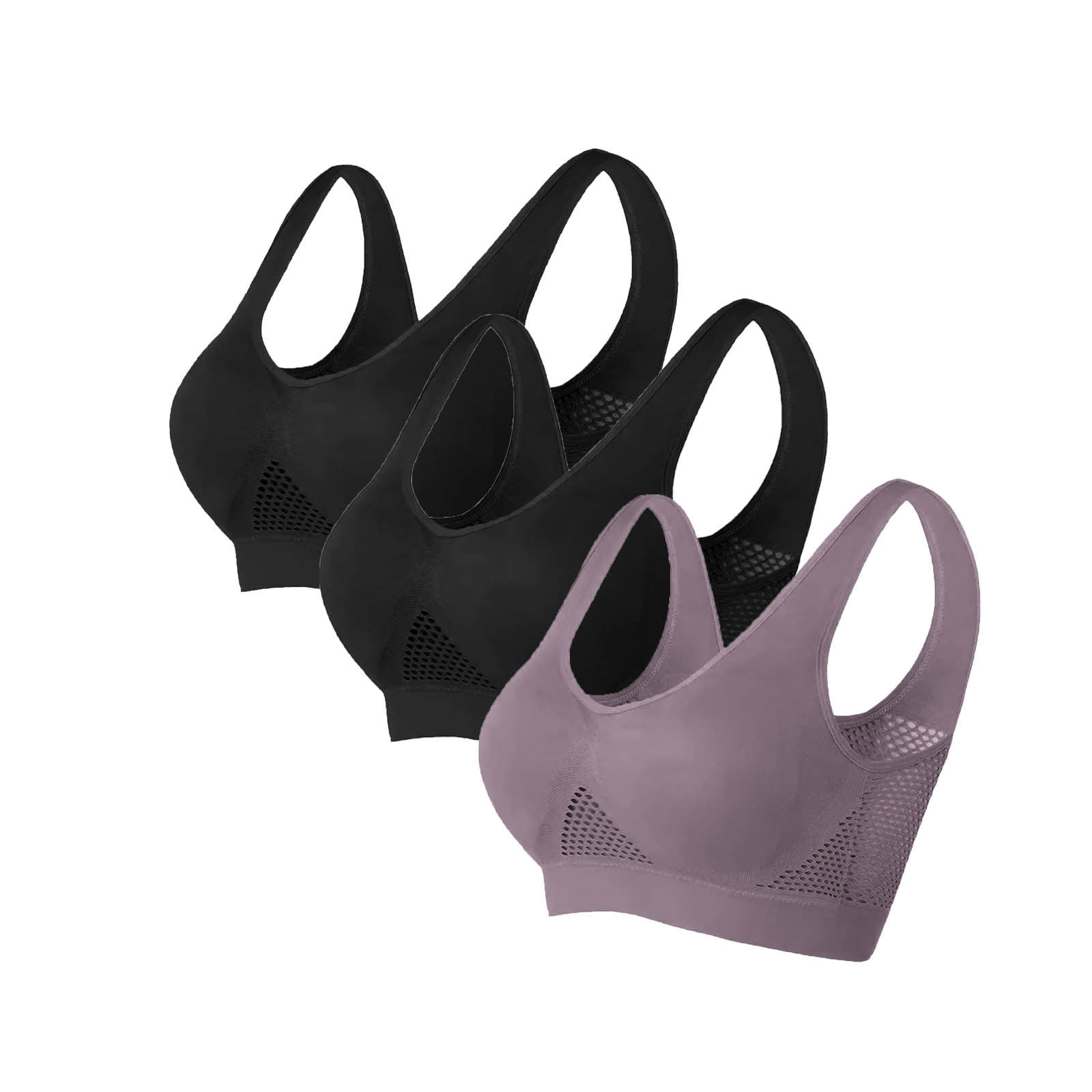 Plus Size Sports Bras 4X to 5X 3 Pack for Women S-6X Breathable Push-Up ...