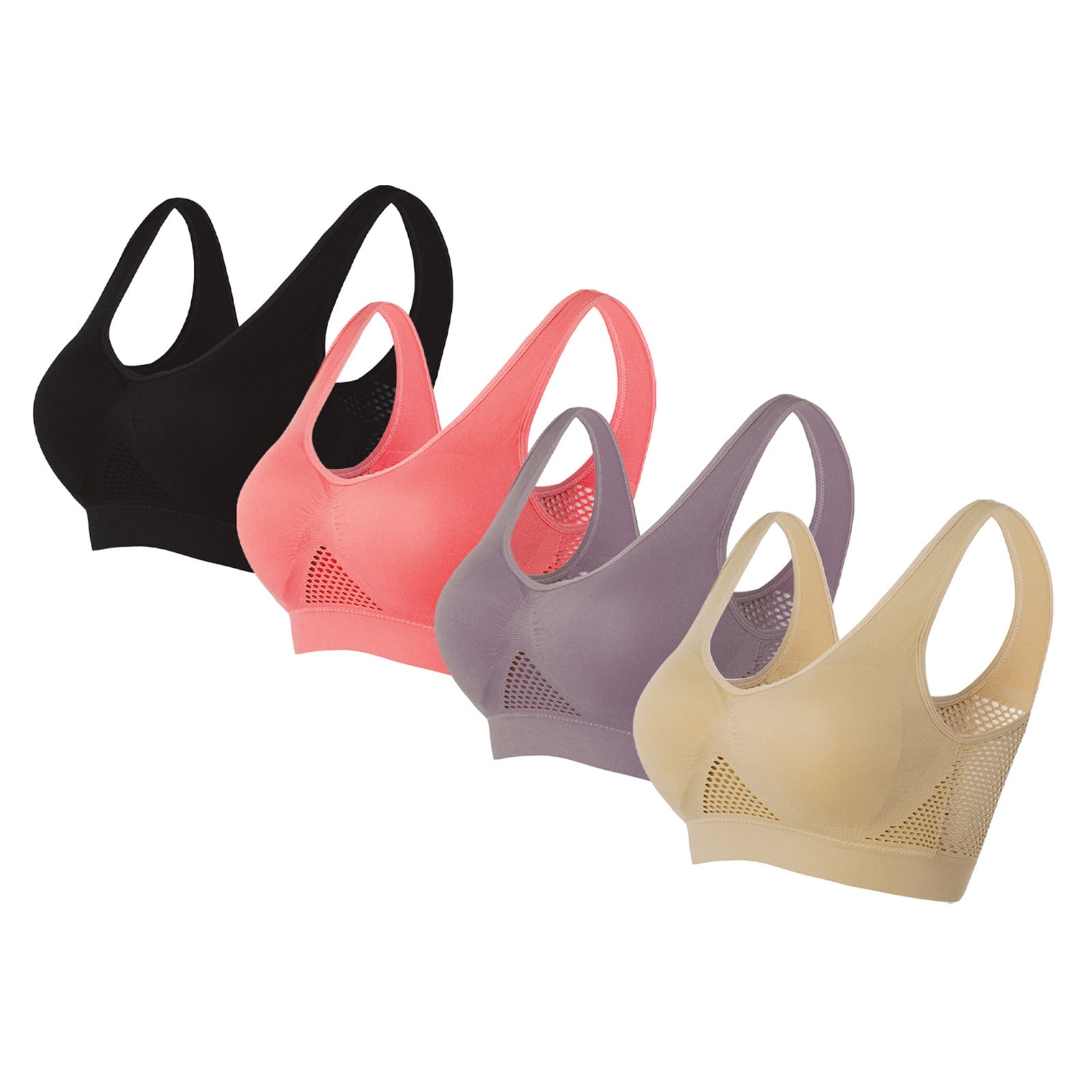 Plus Size Sports Bras for Women 4 Pack S-5X Breathable Push Up ...