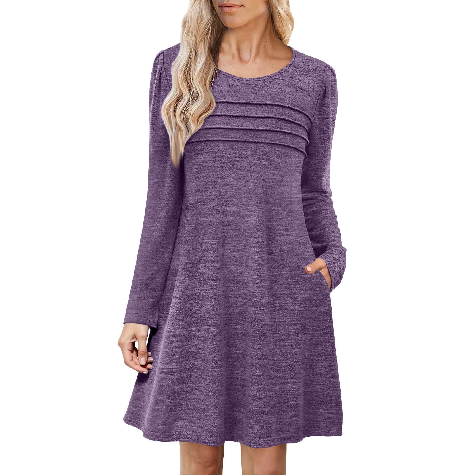 Plus Size Spring Clothes for Women Fashion Casual Solid Round Neck Long ...