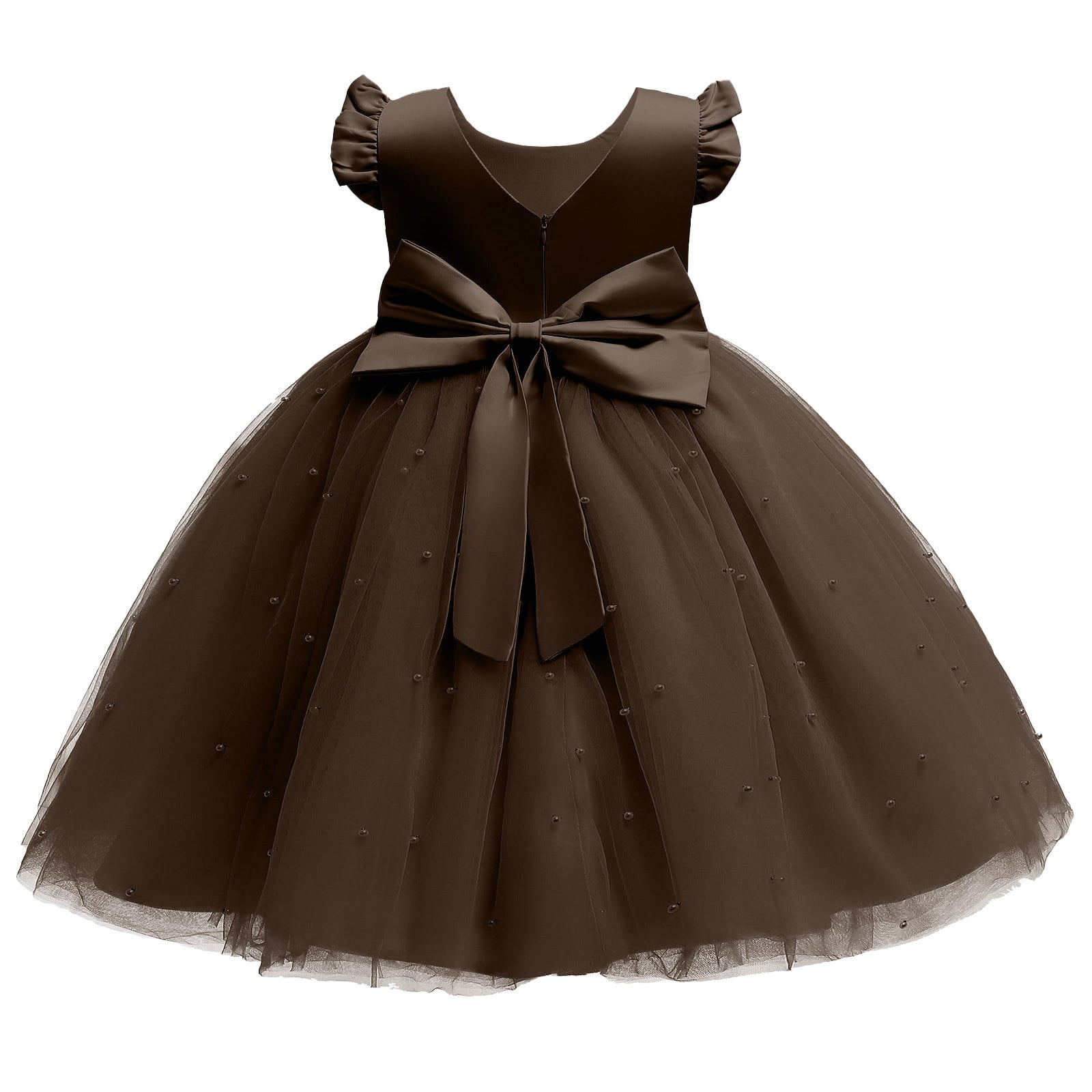 Plus Size Spring Girls Dresses Size 10-12 Formal Ruffle Sleeve Flower ...
