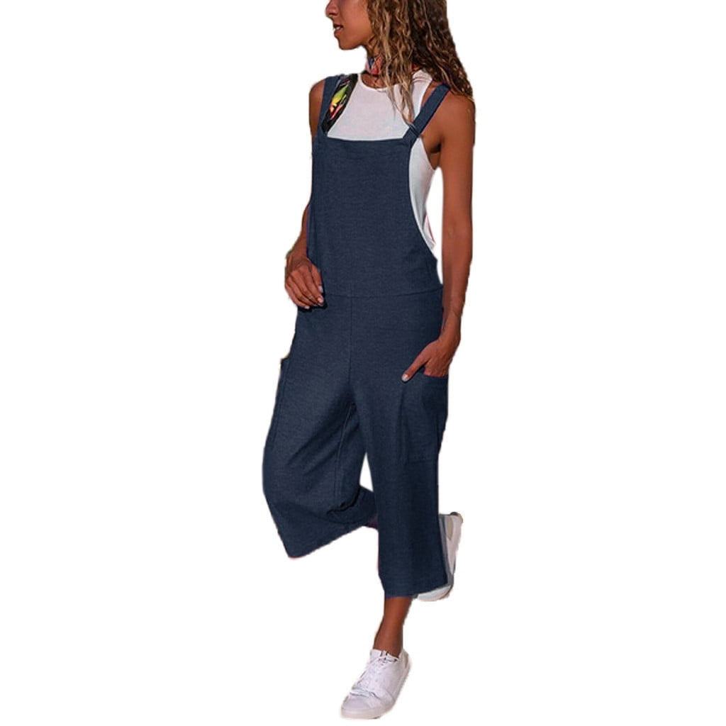 Plus Size Strap Overalls for Women Button Thick Straps Jumpsuit Loose ...