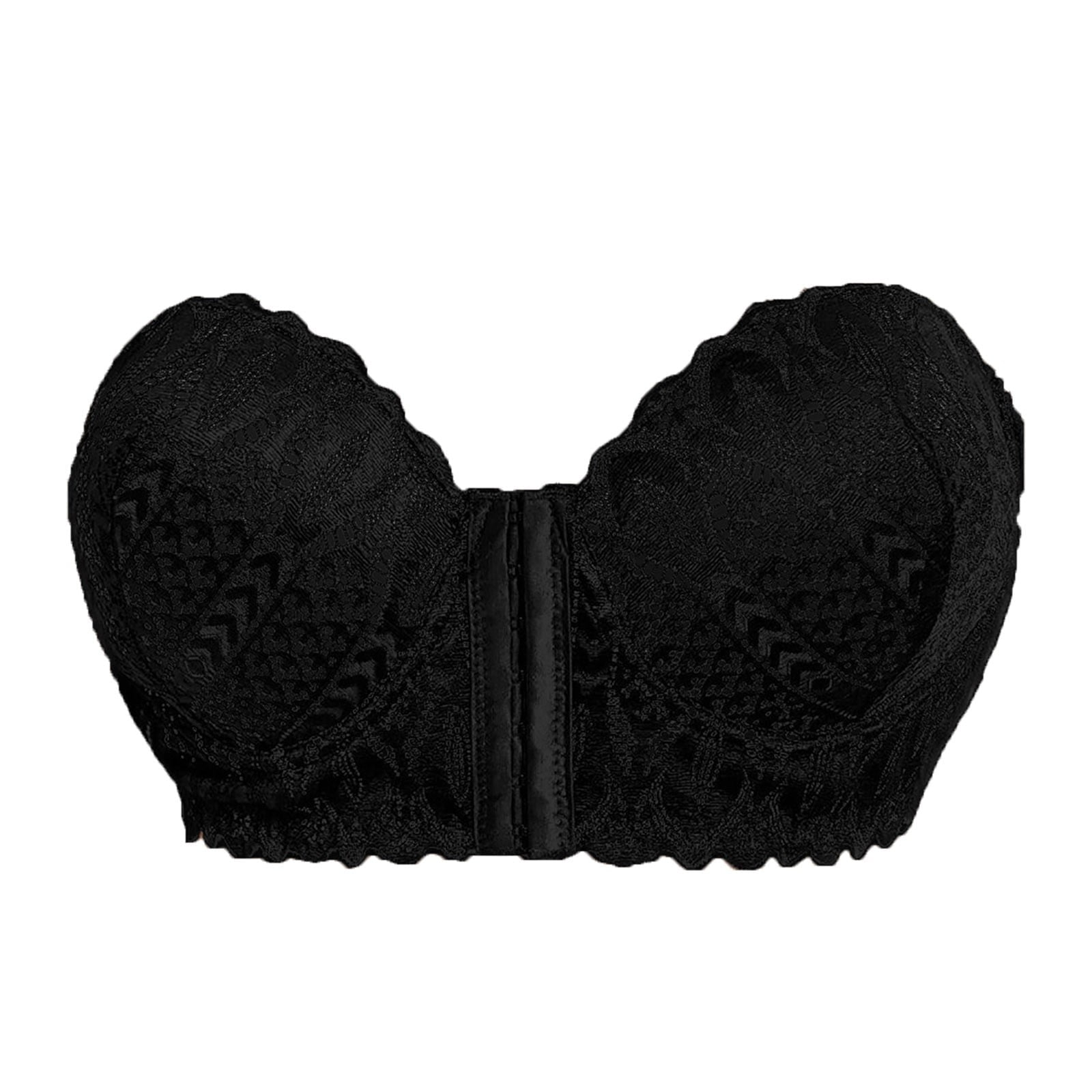 Plus Size Strapless Bra 34C-44DDD, Push Up Underwire with Lace & Clear ...