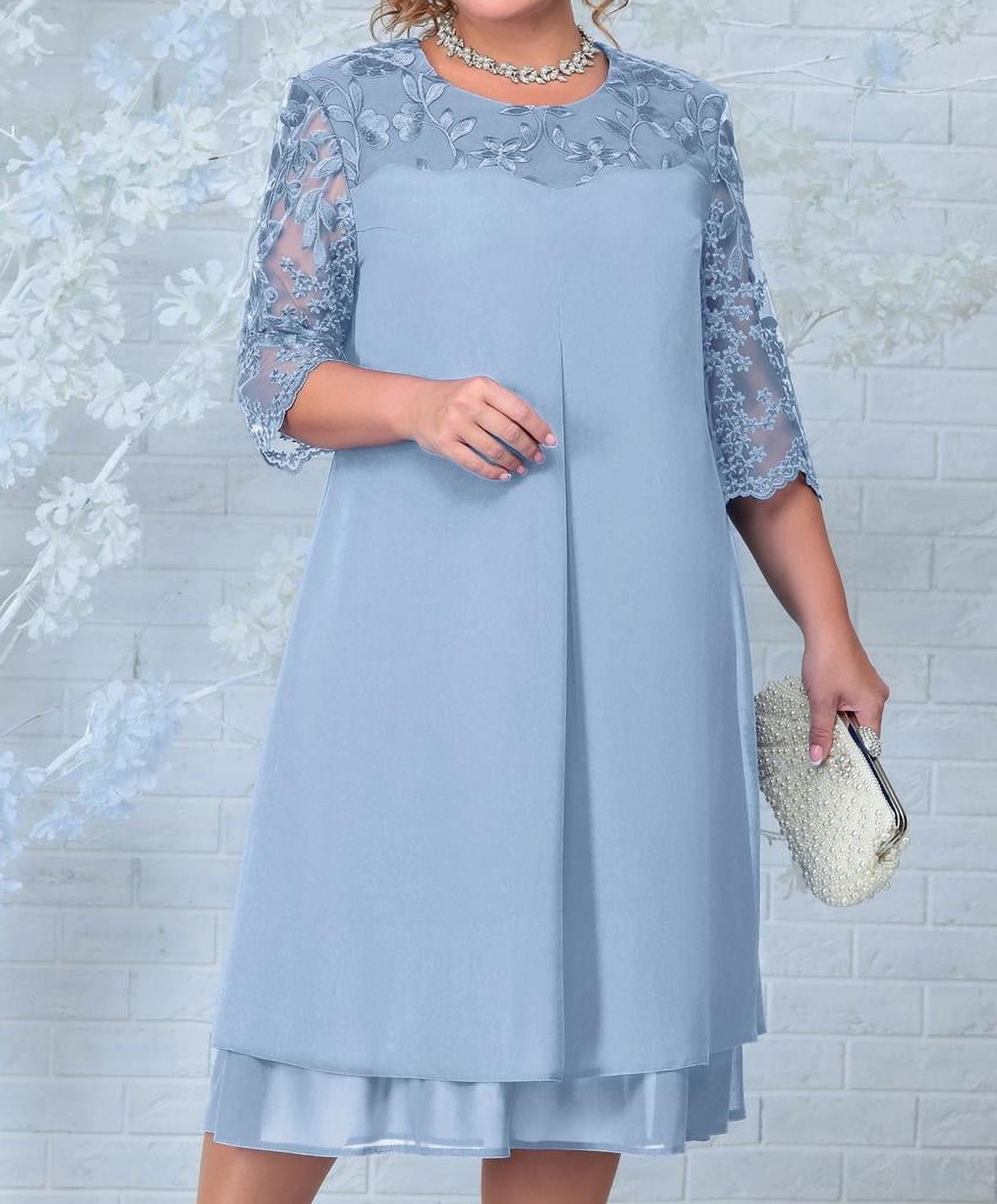 Plus Size Summer Dress Elegant Embroidery Chiffon Prom Formal Party ...