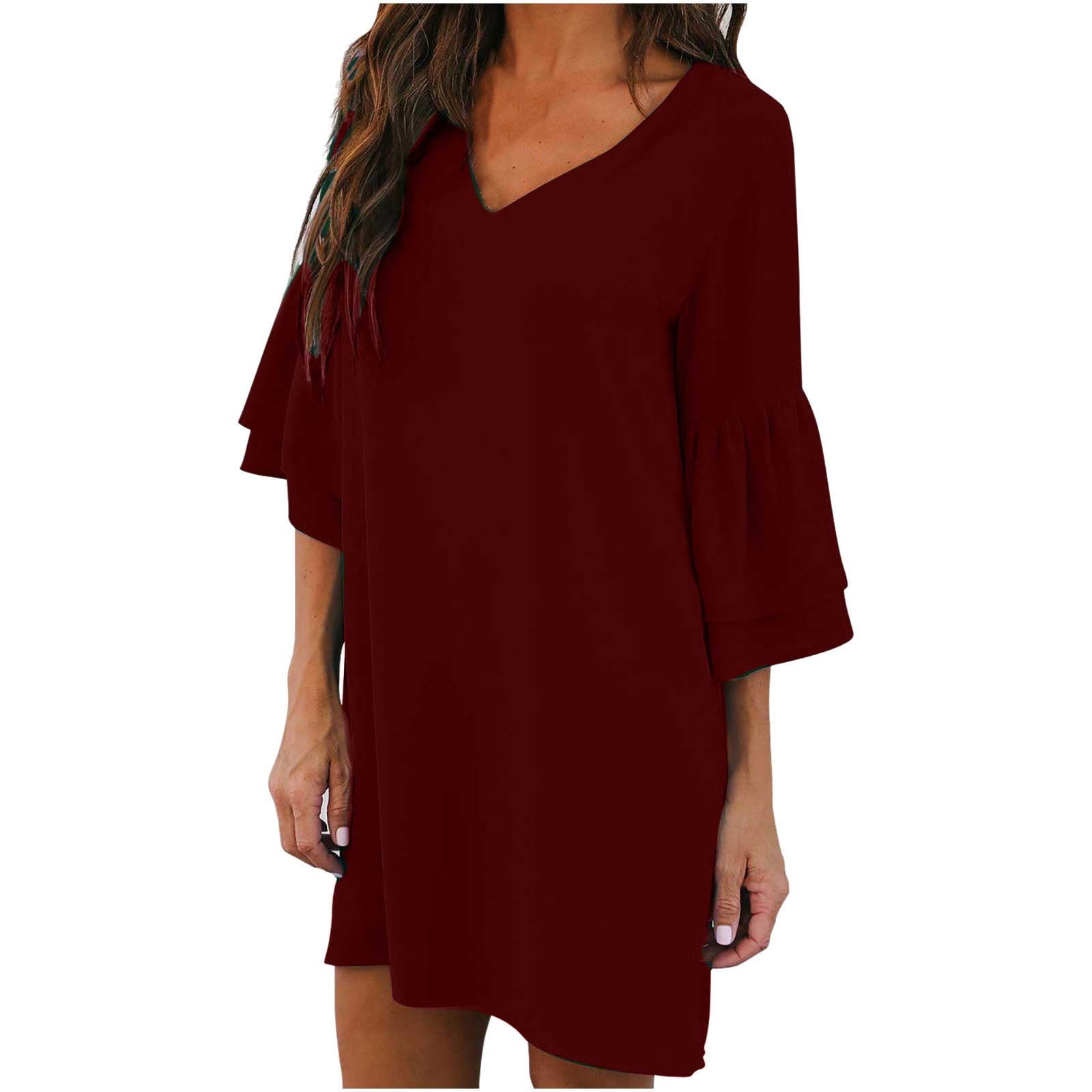 Plus Size Summer Dresses For Curvy Women Casual Elegant V Neck Half