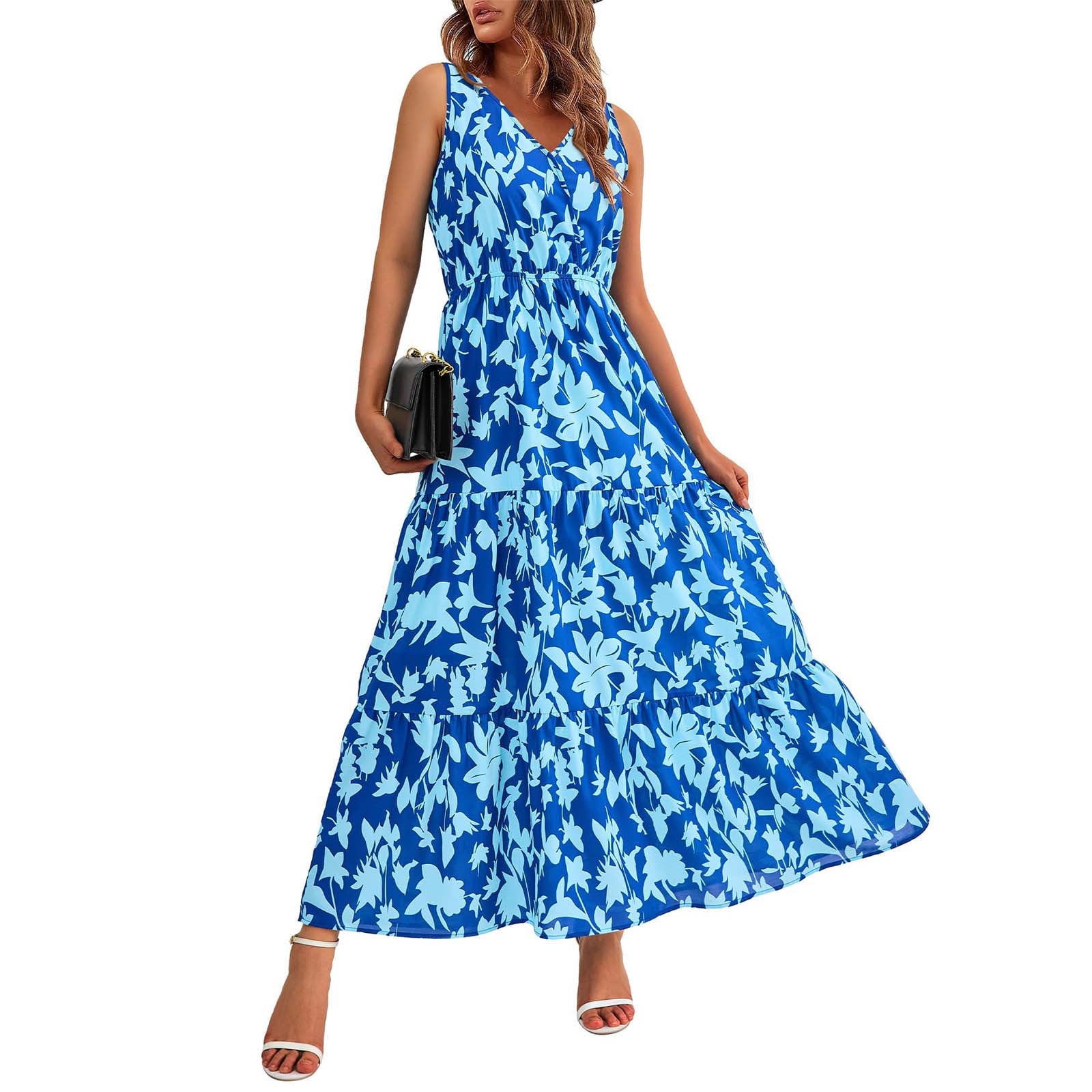 Plus Size Sundress, Wedding Guest Easter Casual Floral V Neck ...