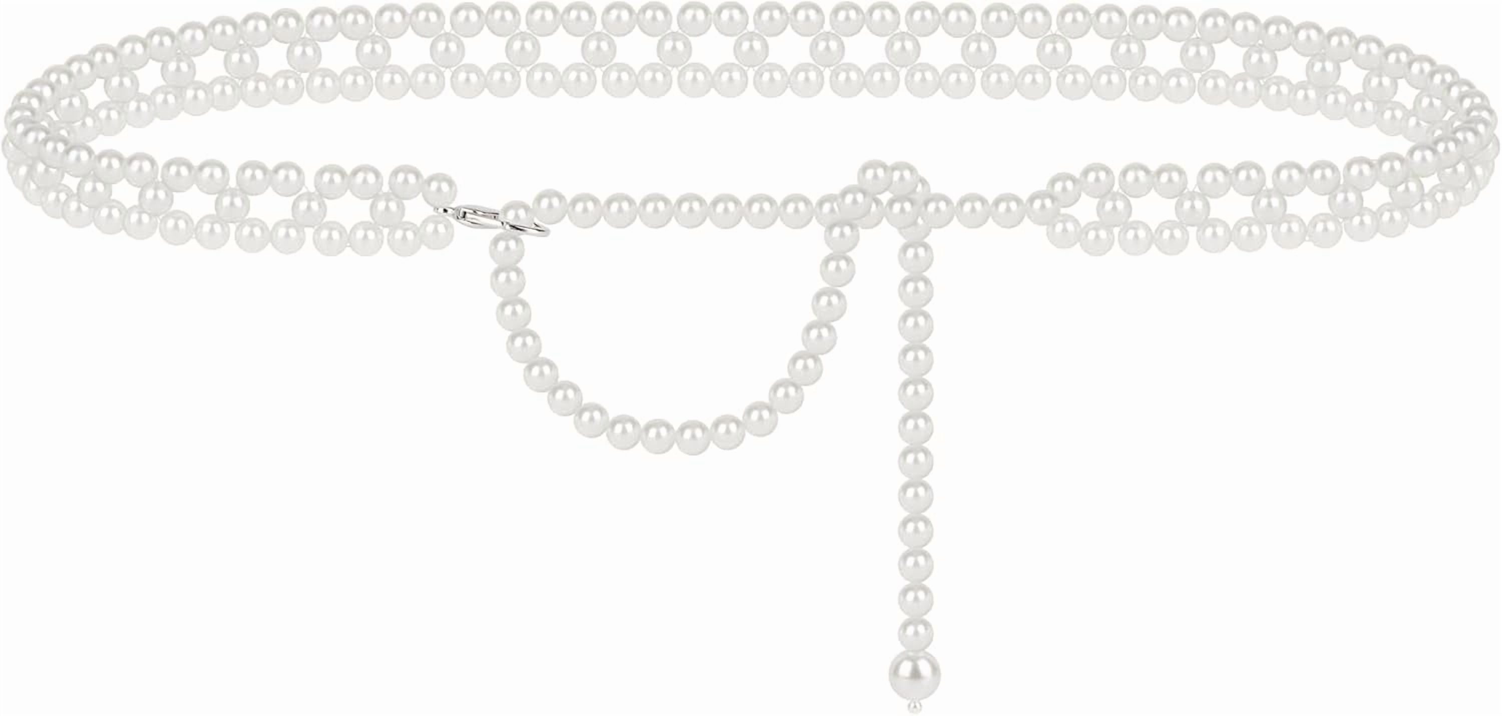 Plus Size Superior Chain Belt for Discerning Women, White Pearl Fashion ...