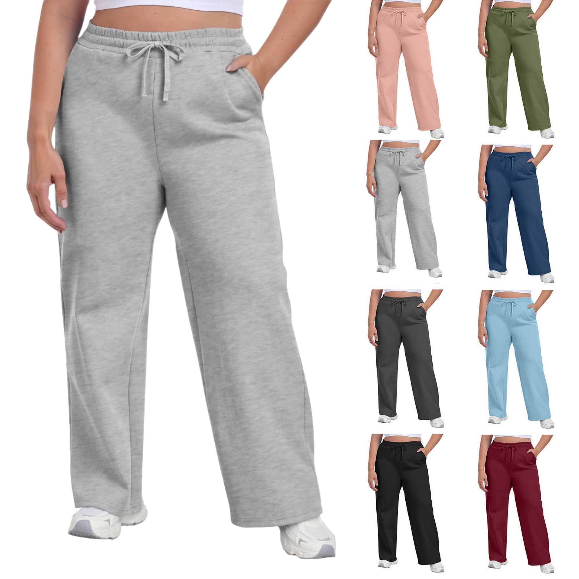 Plus Size Sweatpants for Women with Pockets Elastic Waist with ...