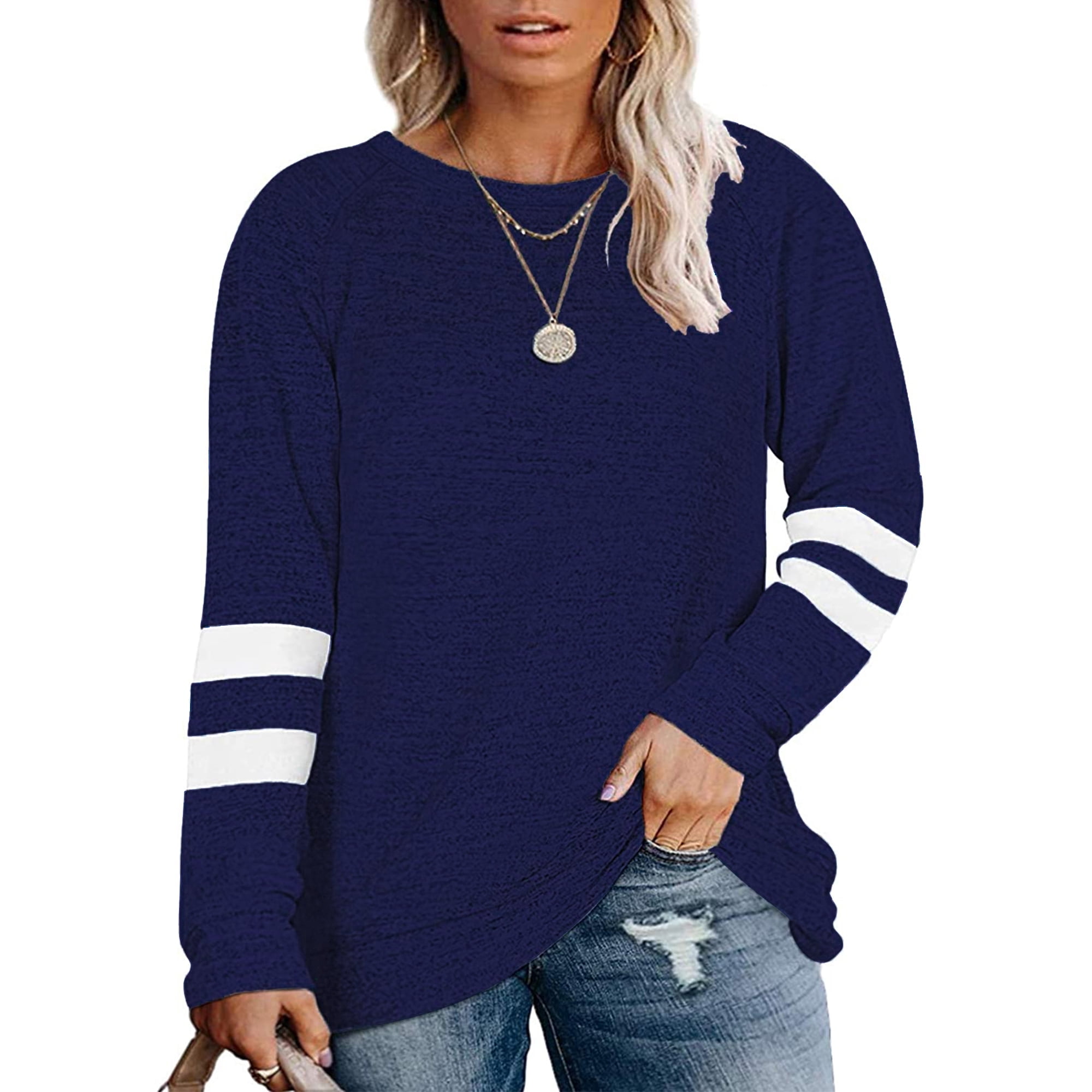 Women's Plus Size Oversized Sweatshirt for Fall & Winter, Long Sleeve ...