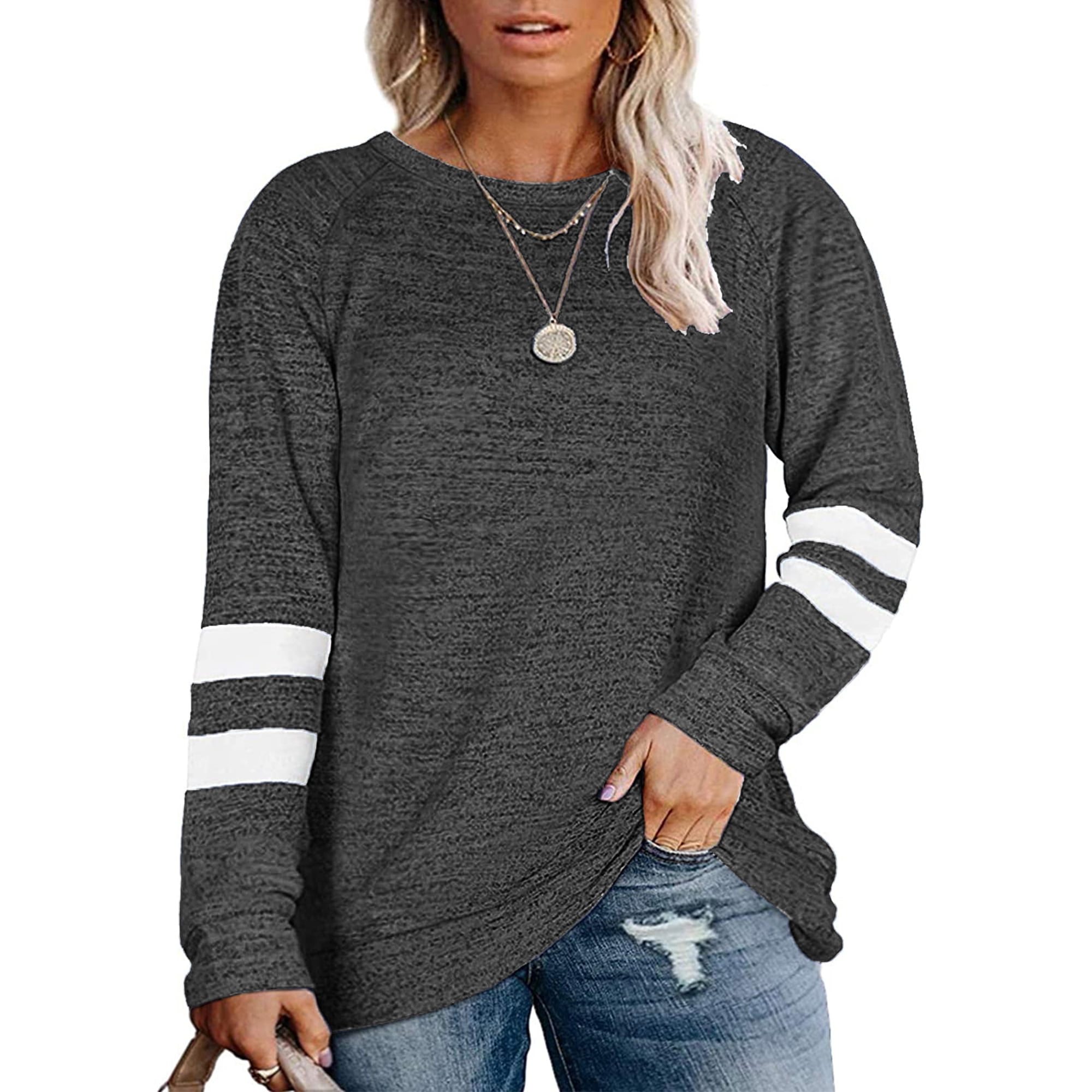 Plus Size Sweatshirts for Women Long Sleeve Oversized Tunic Tops Casual ...