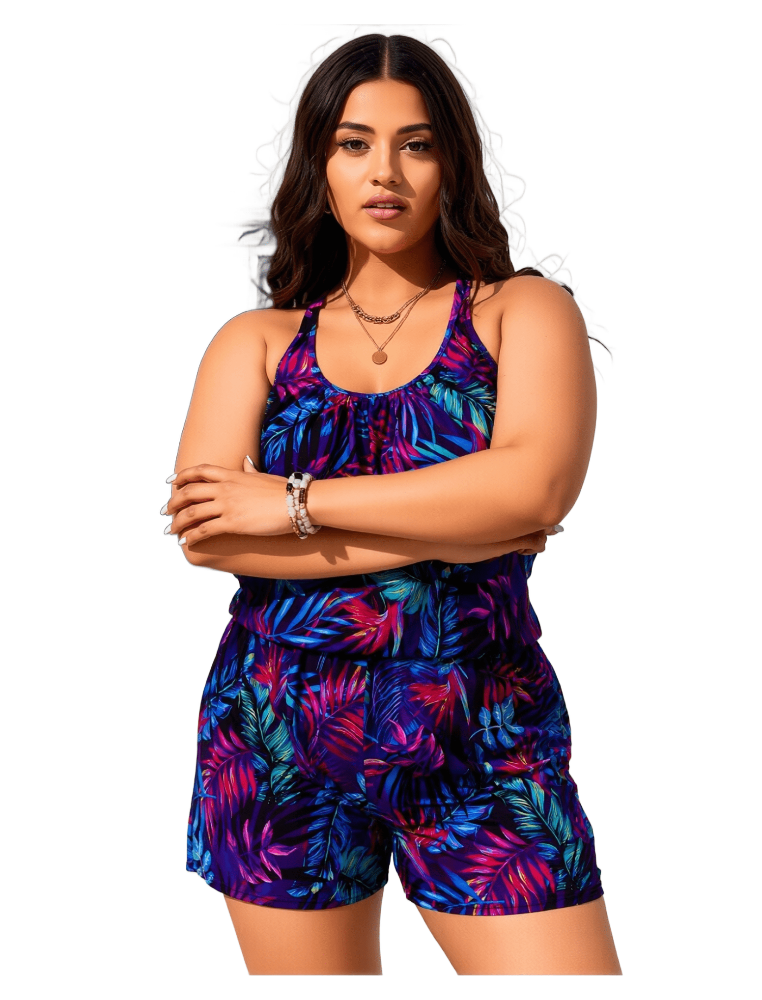 Plus Size Swim Romper Modest Swimsuits for Women One Piece Bathing Suit ...