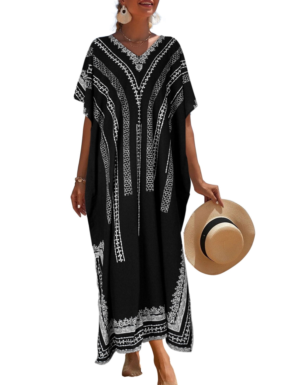 Plus Size Swimsuit Cover Up for Women Vintage Print Bathing Suit Cover ...