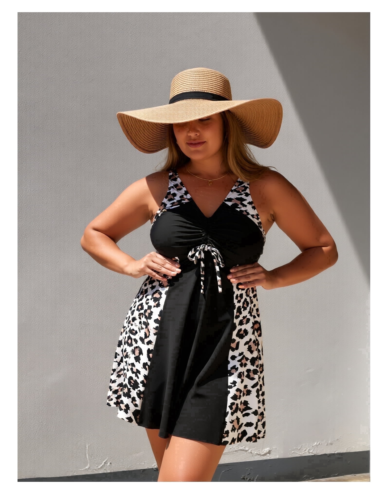 Plus Size Swimsuit for Women - Leopard Print One Piece Swimwear ...