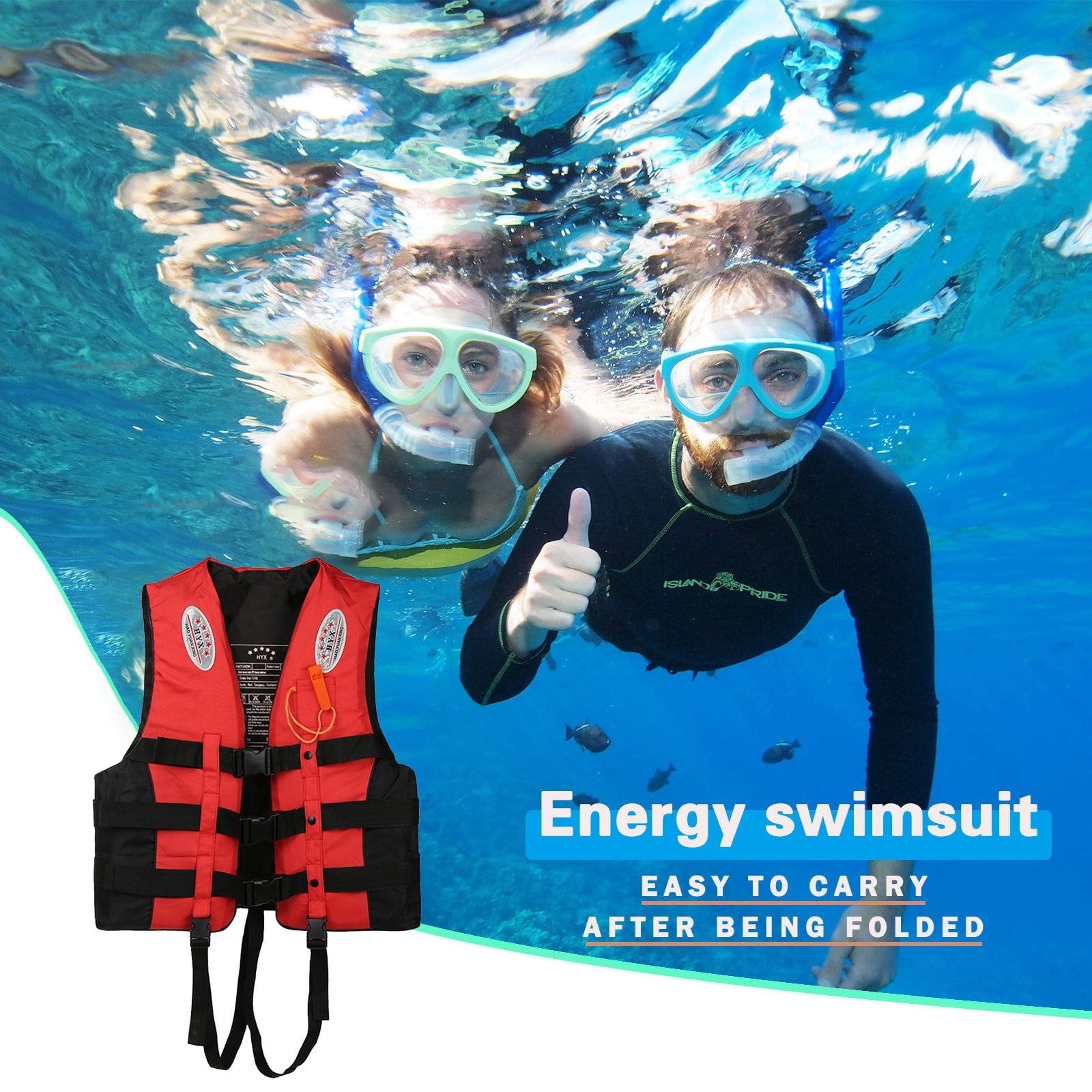 Plus Size Swimwear for Adult High Waist Swimsuit with Life Vest Design ...