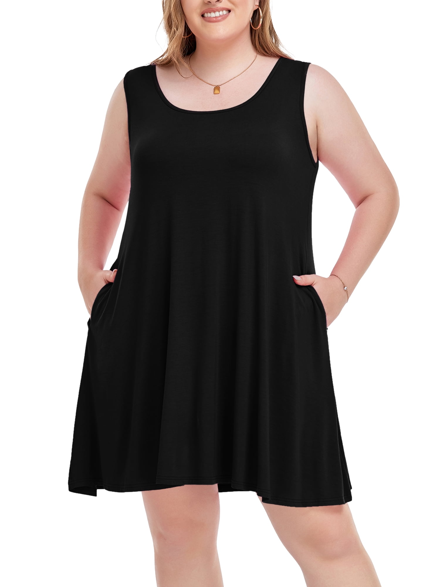 Plus Size Tank Dresses 5x For Curvy Women Vepkul Casual Sleeveless Black Summer Dresses With