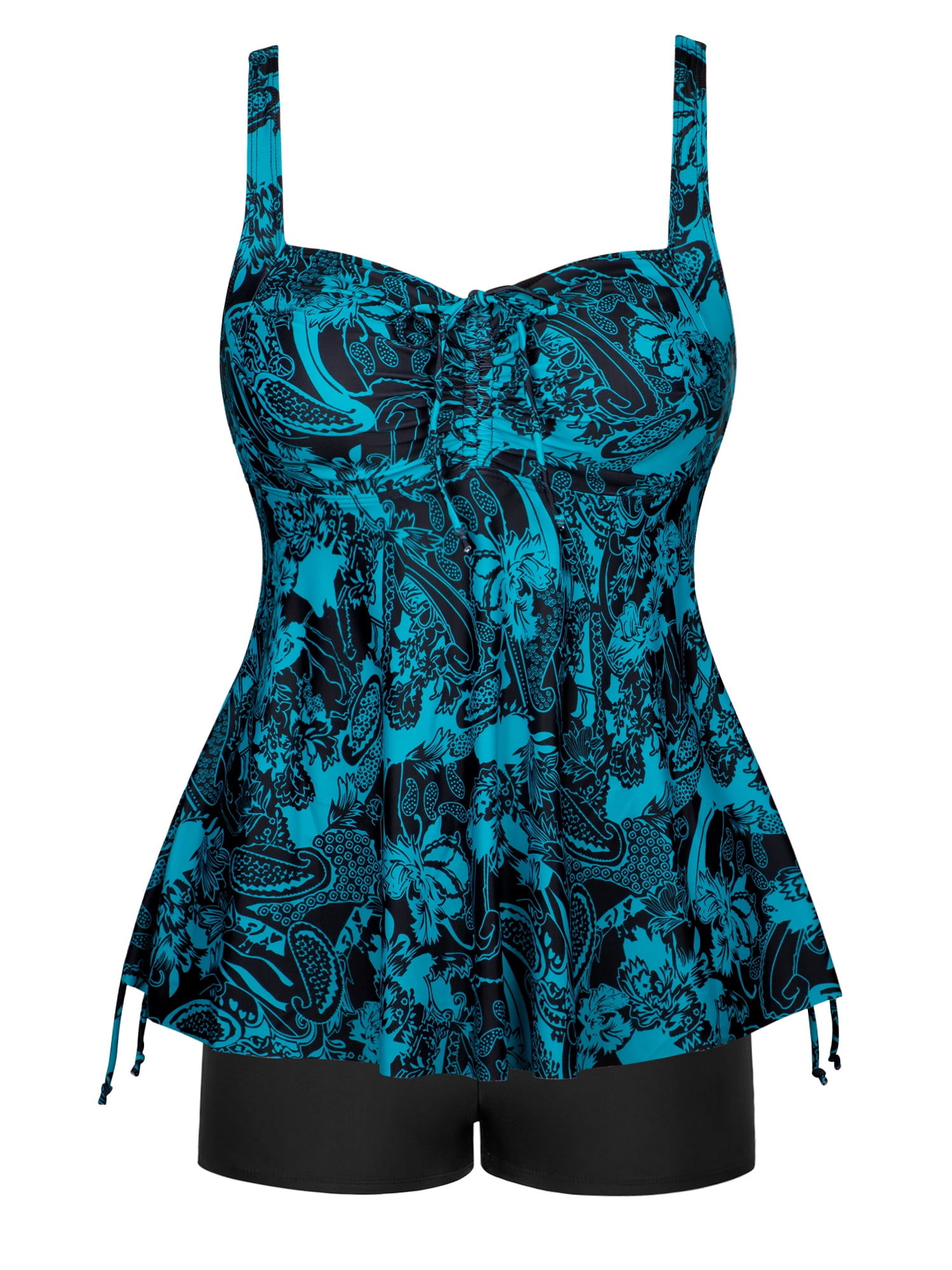 Plus Size Tankini Bathing Suits for Women Retro Paisley Two Piece ...