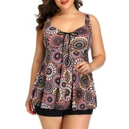 Plus Size Swimsuit for Women, Tummy Control Swimdress Two-Piece ...