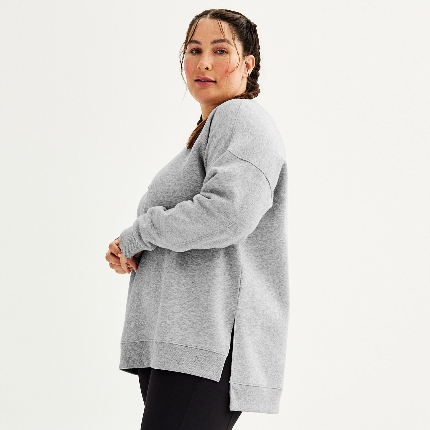 Plus Size Tek Gear® Ultrasoft Fleece High Slit Tunic Top Color: Dark ...