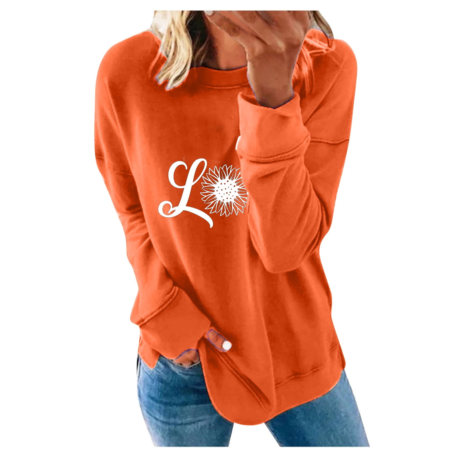 Plus Size Tops Womens Fall Fashion Graphic Printing Sweatshirts Long ...