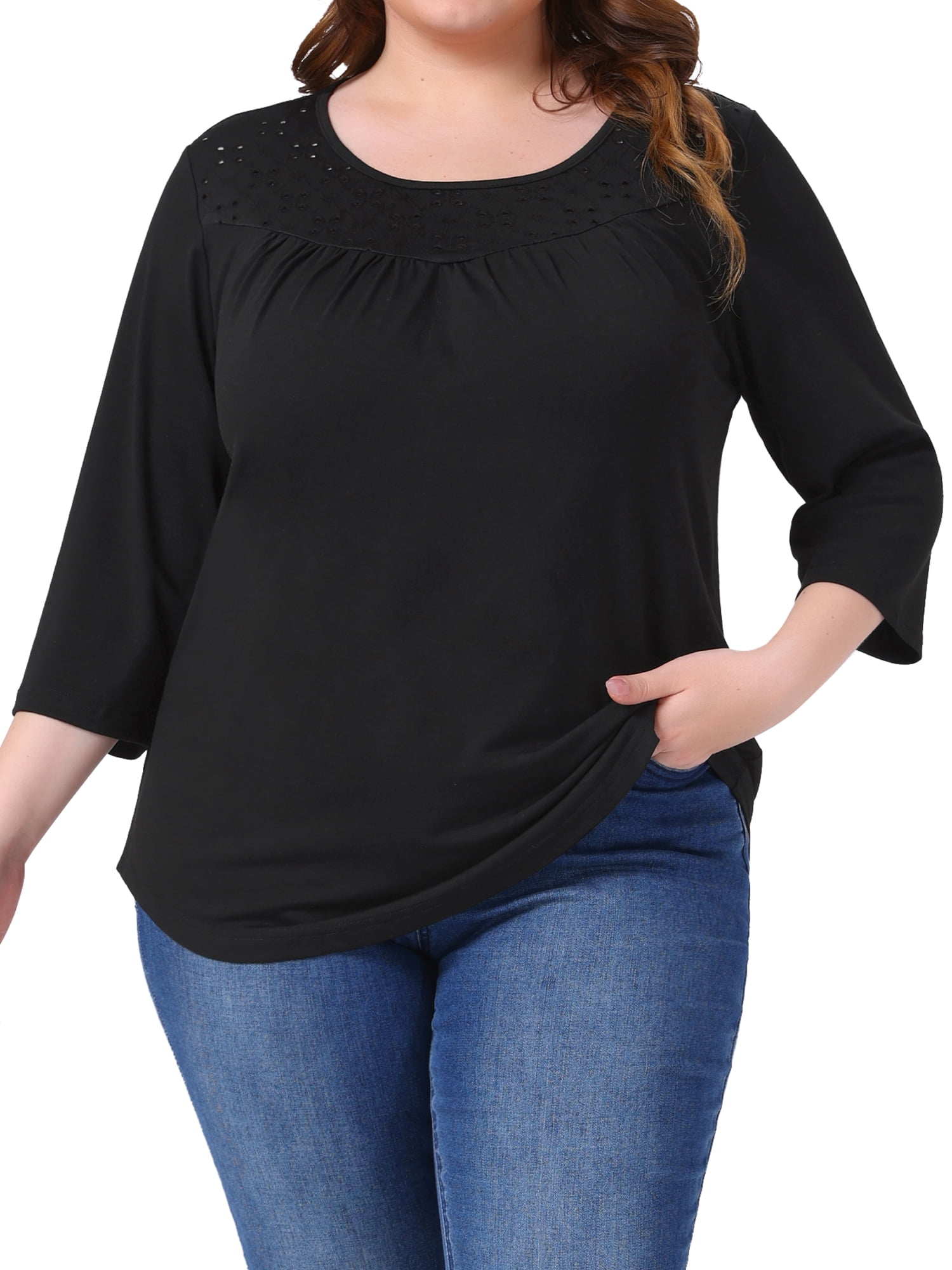 Customer reviews for Plus Size Tops for Curvy Women 3/4 Sleeve Crochet ...